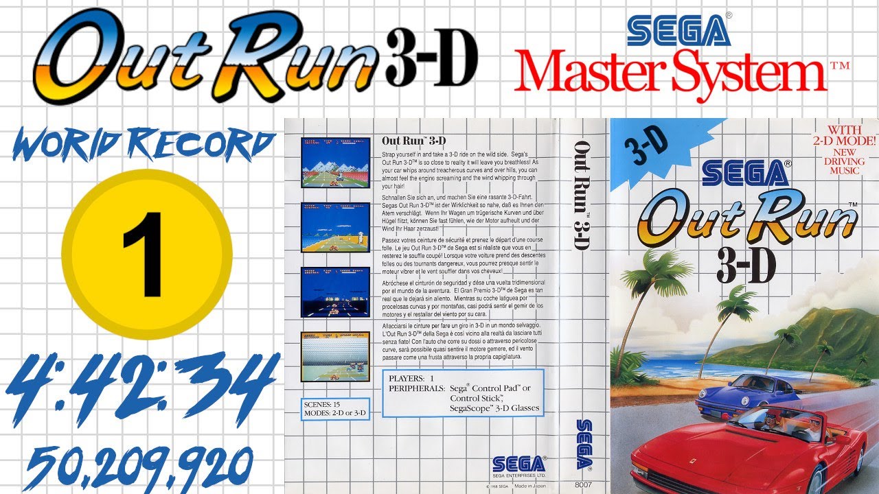 OutRun 3-D [SMS] WR 🥇 2D Any% Speedrun [4'42"34] World Record | SEGA Master System | アウトラン 3D ...
