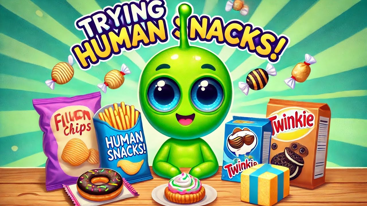TRYING HUMAN SNACKS!👽|yummy - YouTube