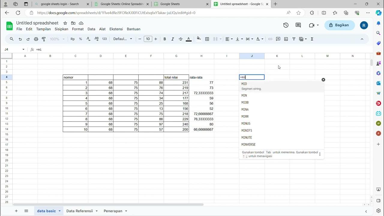 REVIEW GSHEET DAN MEMBUAT DATA SEDERHANA - - Mata kuliah Aplikasi Komputer - YouTube