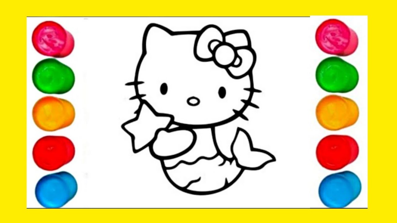 How to draw mermaid hello🐱 kitty🧜‍♀️/hello🐱kitty colorful ️💚💙drawing ...