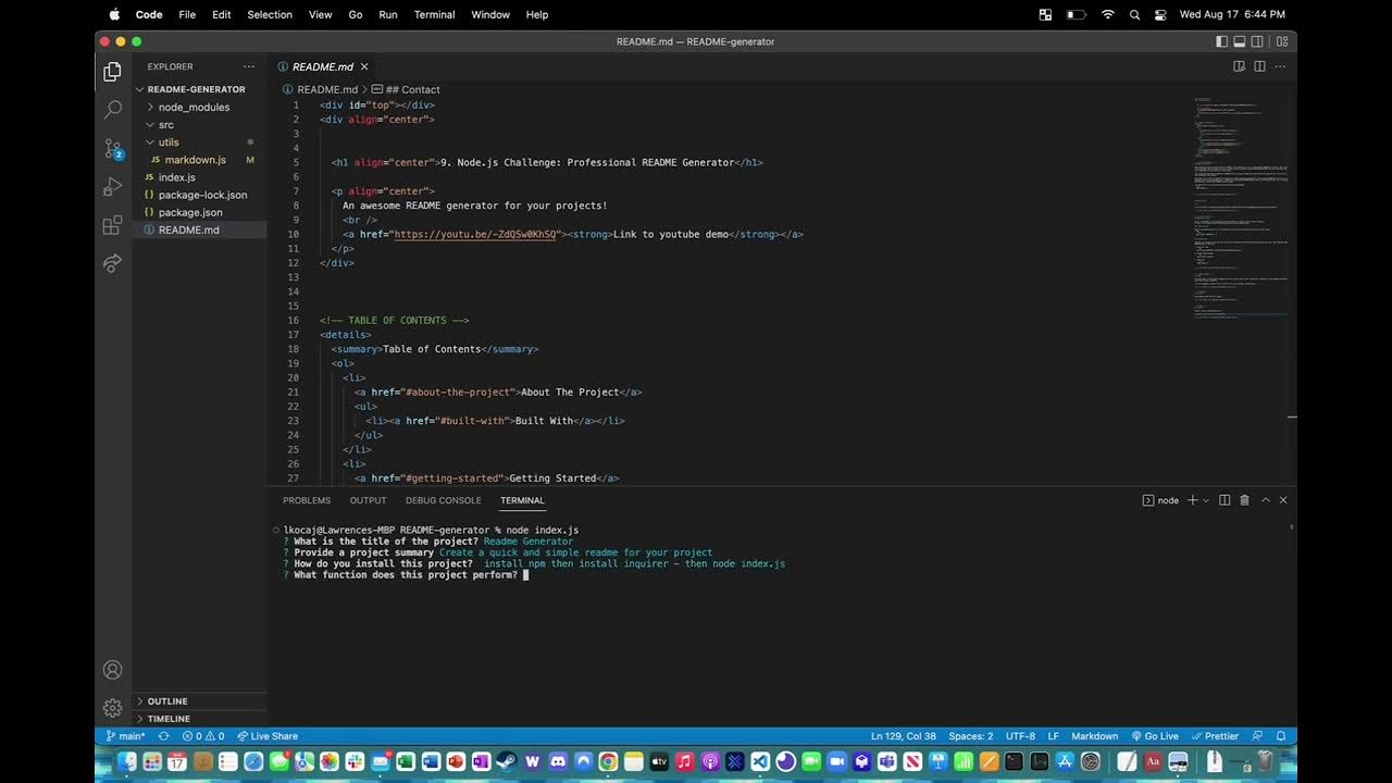 9. Node.js Challenge: Professional README Generator (fixed with ...