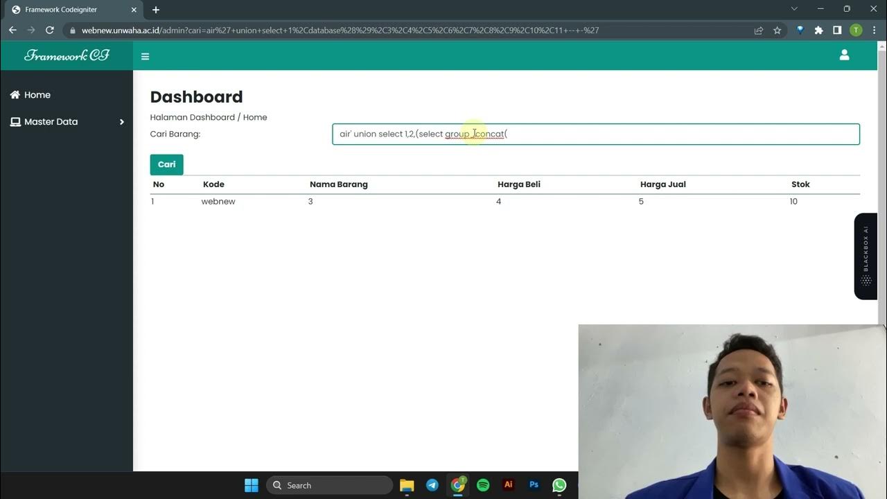 Video Tugas SQL INJECTION Kelompok 7 Informatika B Semester 4 - YouTube