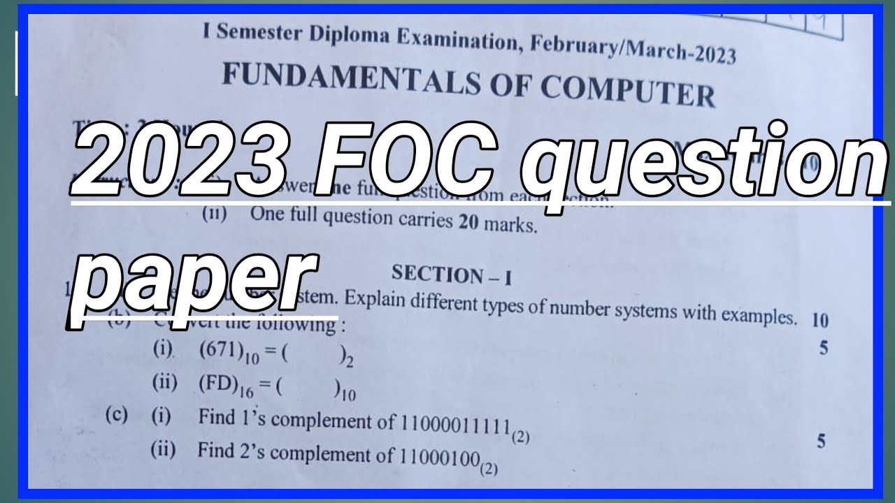 FOC question paper 2023 - YouTube