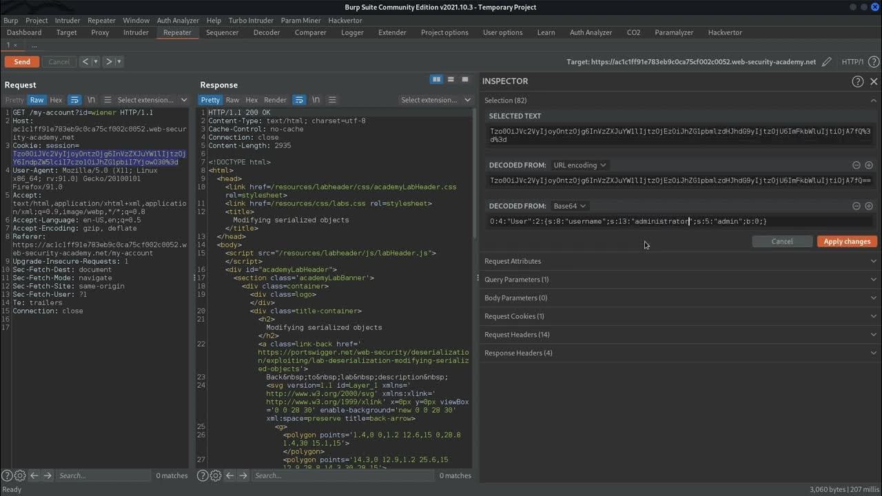 Web Security Academy #006 Lab: Modifying serialized objects - YouTube