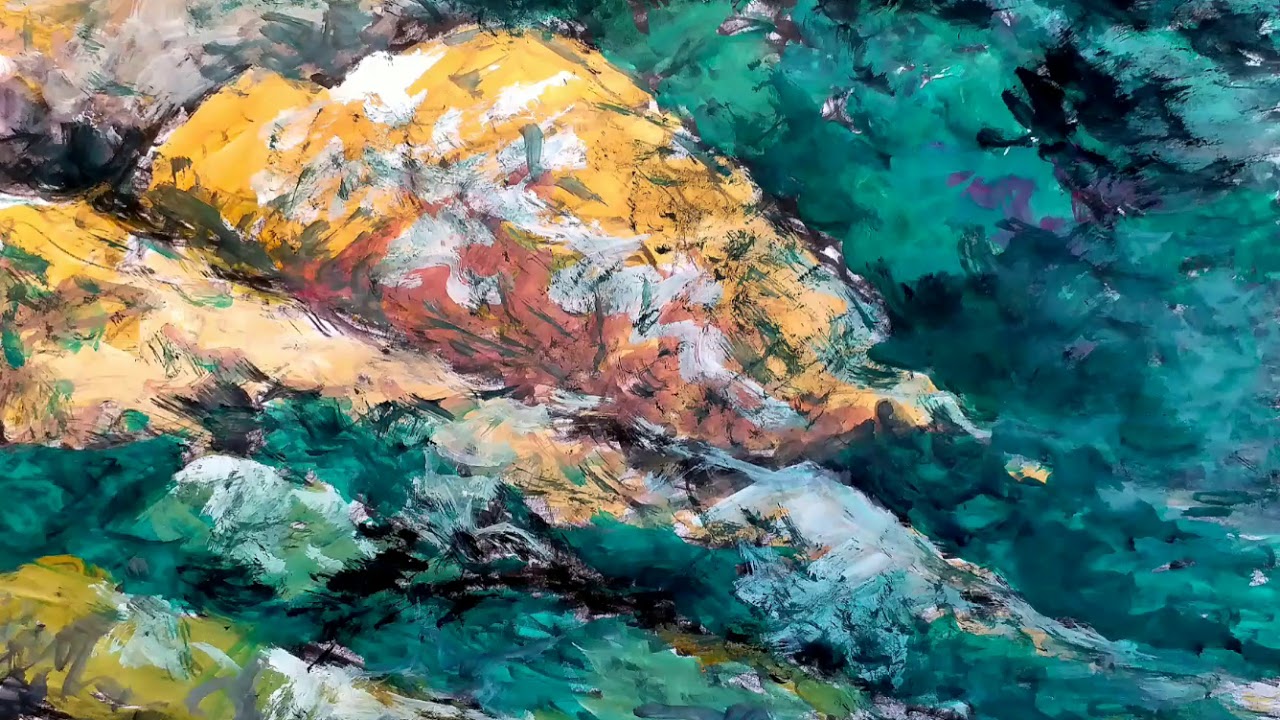 mixed media landscape - poster color - YouTube