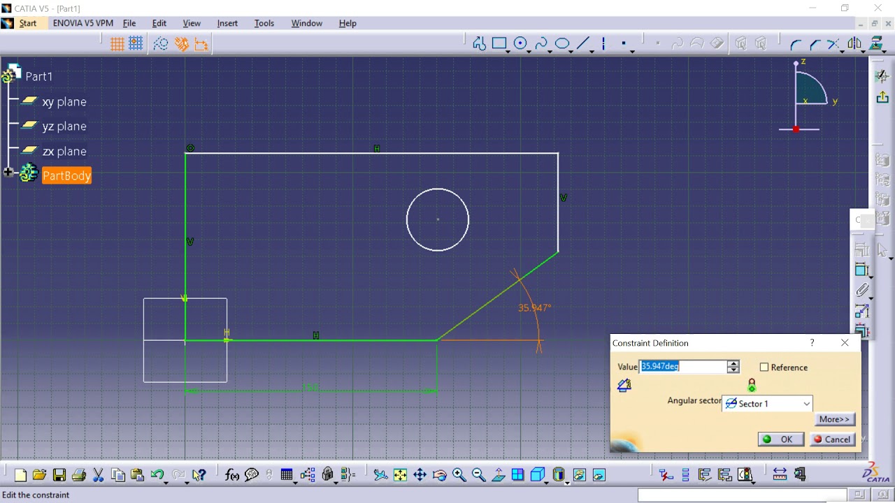007 CATIA V5 Lessons: How to give dimensions to any sketch in Catia V5 ...