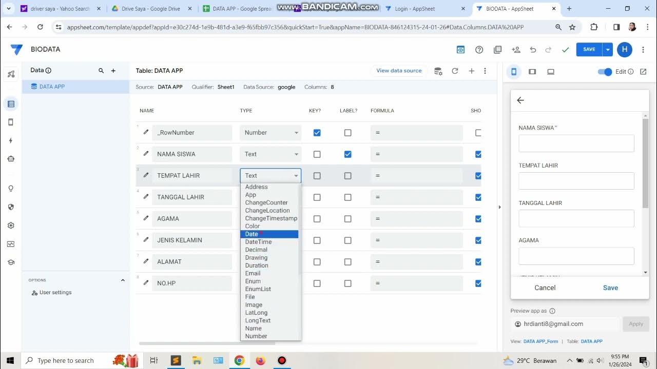 membuat aplikasi input data menggunakan Apshet - YouTube