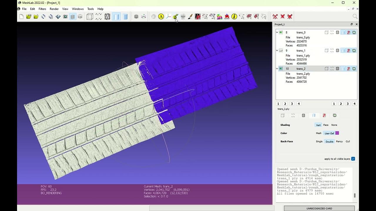 MeshLab manipulation of multiple 3D models - YouTube