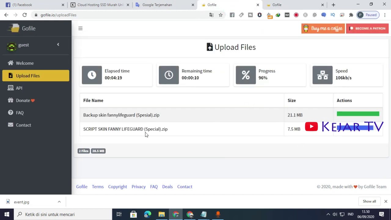 UPLOAD FILE MUDAH DAN TANPA BAYAR PAKE SETINGAN LAGI DI GOFILE - YouTube