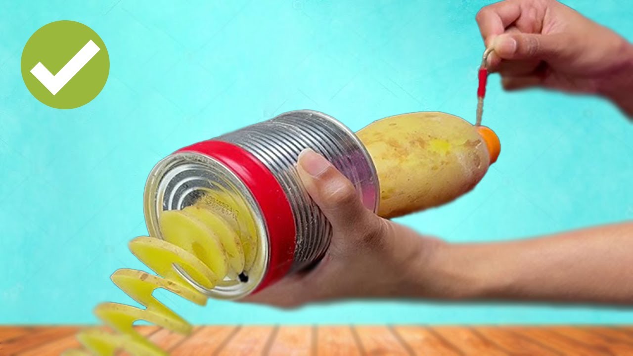 How to Make a Spiral Potato Machine - DIY Spring Potato Cutter - YouTube