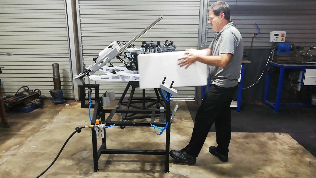 Polystyrene Cooling Box Screen Print Machine - YouTube