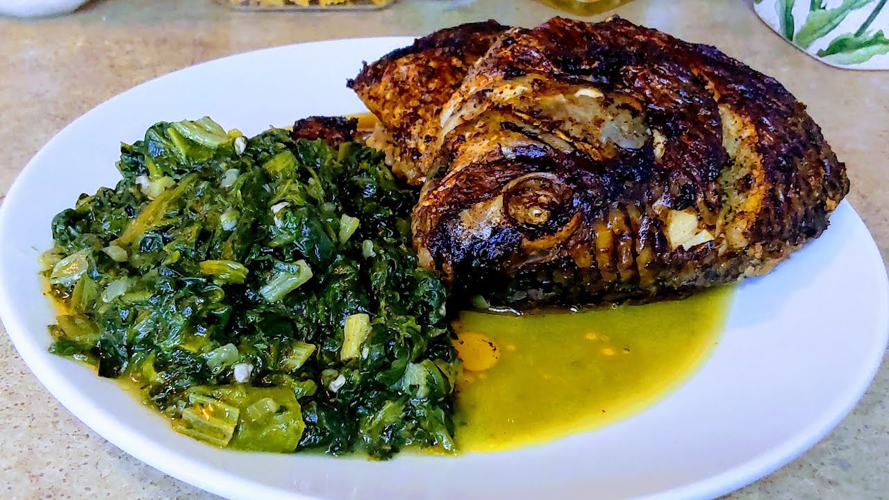 RECIPE OF GILL FISH TILAPIA AND SPINACH/HEALTHY LUNCH RECETTE DE ...