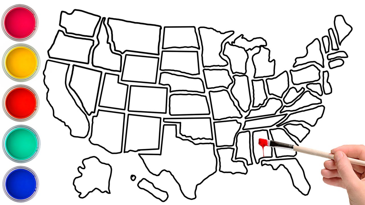 Draw and color the Map of America for kids / Let's learn how to draw ...