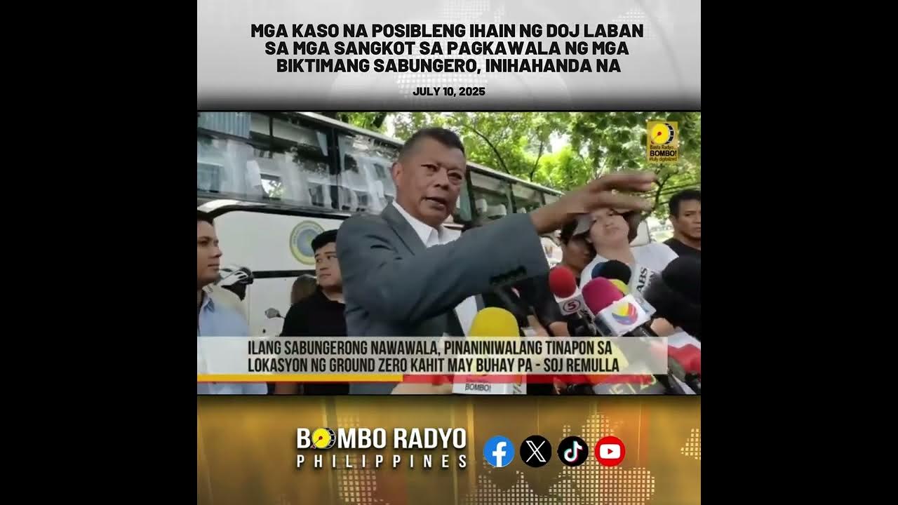 Mga kaso na posibleng ihain ng DOJ laban sa mga sangkot sa pagkawala ng mga sabungero inihahanda ...