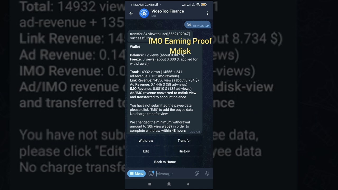 Mdisk IMO Earning Proof #shorts #ytshorts #onlineearning - YouTube