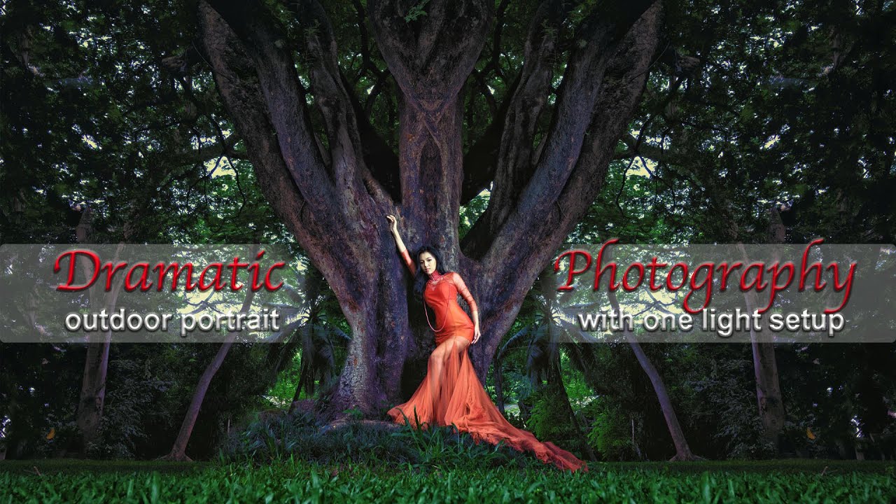 dramatic outdoor portrait photograph with one light setup - YouTube