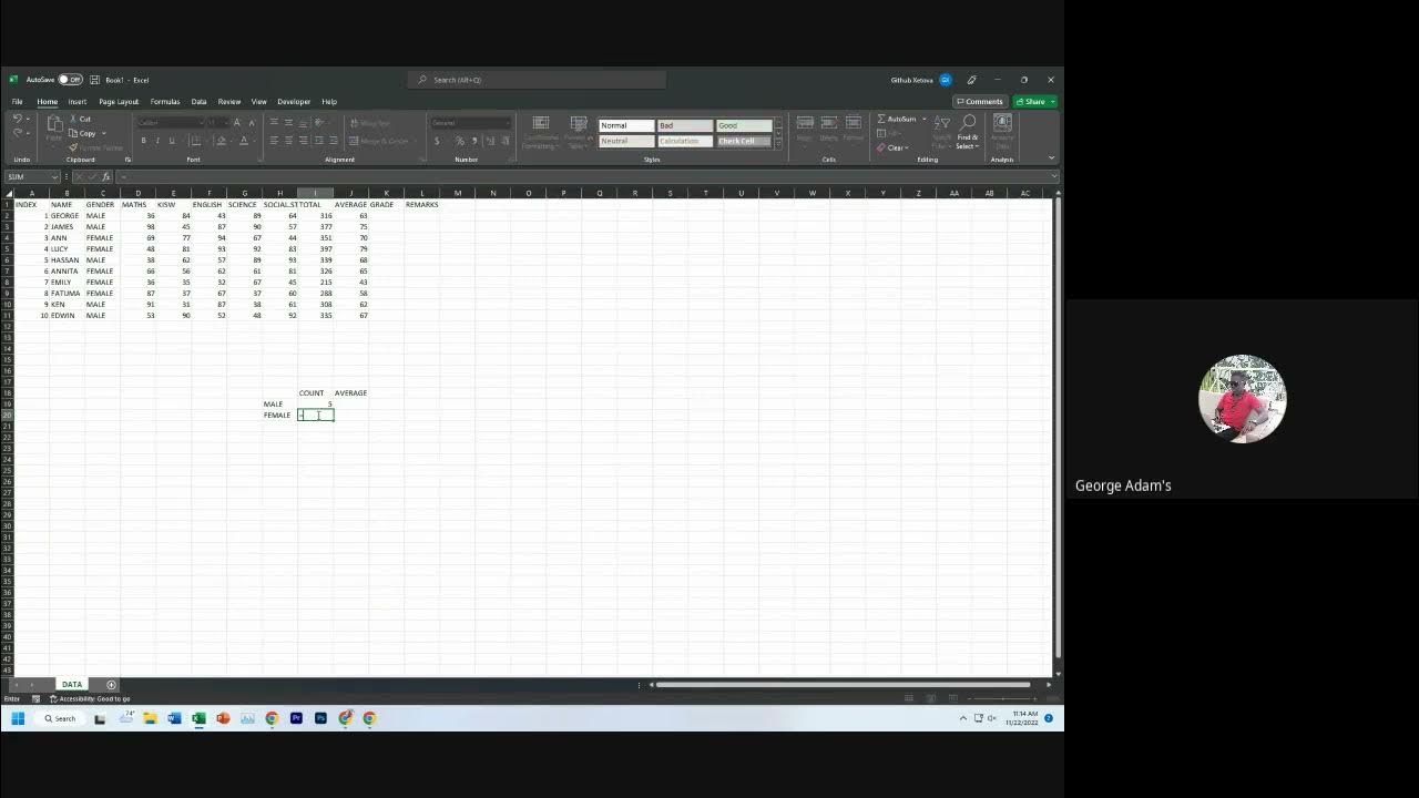 INTRODUCTION TO ADVANCED EXCEL LECTURE 1 / GEORGE ADAMS - YouTube