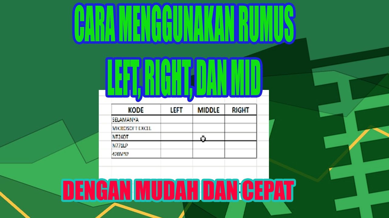 CARA MENGGUNAKAN RUMUS LEFT, RIGHT DAN MID PADA EXCEL DENGAN MUDAH ...