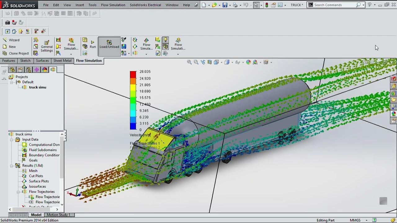 OIL TANKER FLOW SIMULATION BY 120 KM/H AIR SPEED BY SOLIDWORKS FLOW ...