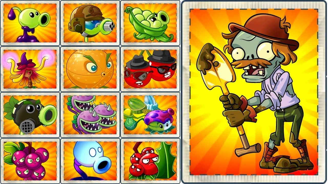 PvZ 2 Challenge! - How Many Plants Can Defeat Excavator Zombie With 1 ...