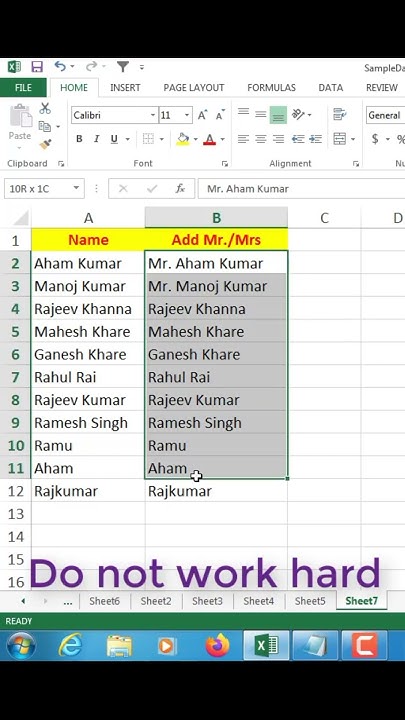 Excel Cool Trick ll Advance Excel Trick ll Add Mr/Mrs wirh smart mathod ll Be smart in excel ...