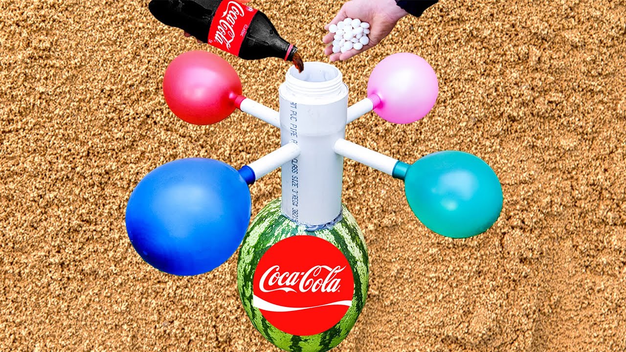 Experiment Watermelon Vs Coca Cola Balloon And Mentos Super Reaction