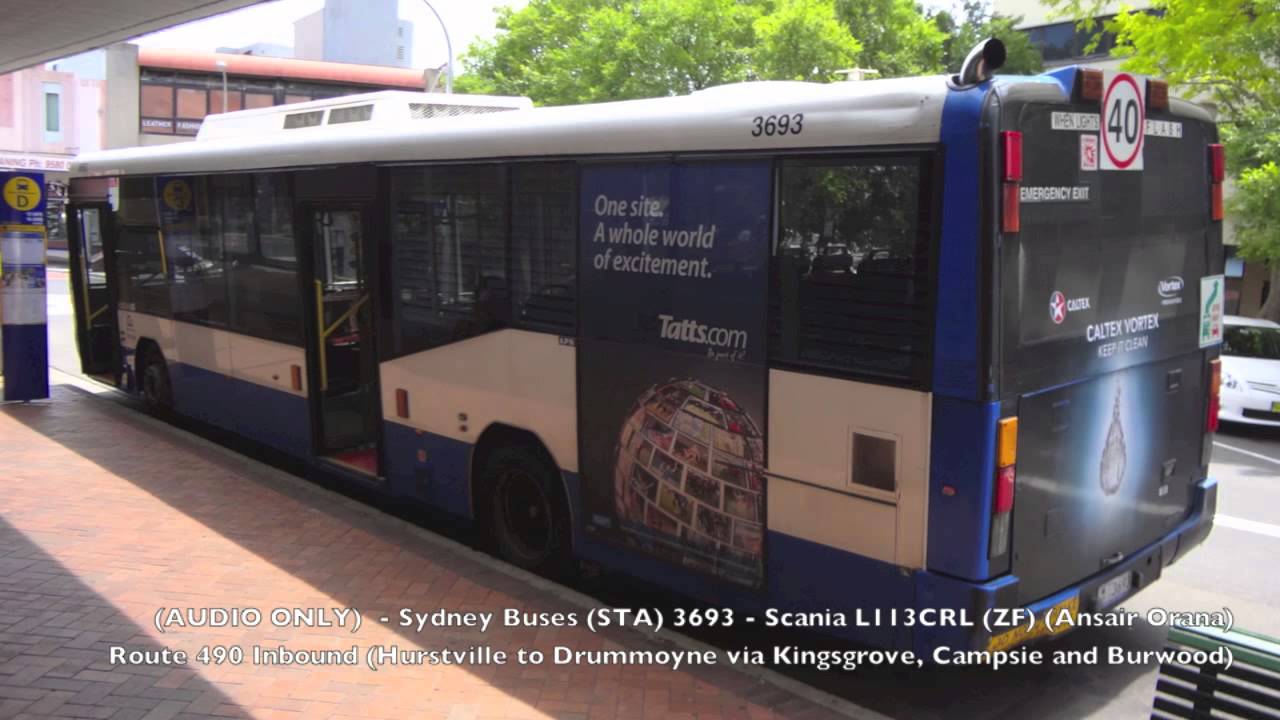 (AUDIO) Sydney Buses 3693 - Scania L113CRL (ZF) (Ansair Orana) - Route ...