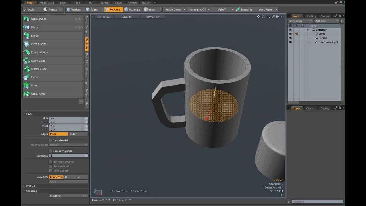 18 Modo Tutorial: How to Create a Cup using Curve Extrude and Workplane - YouTube