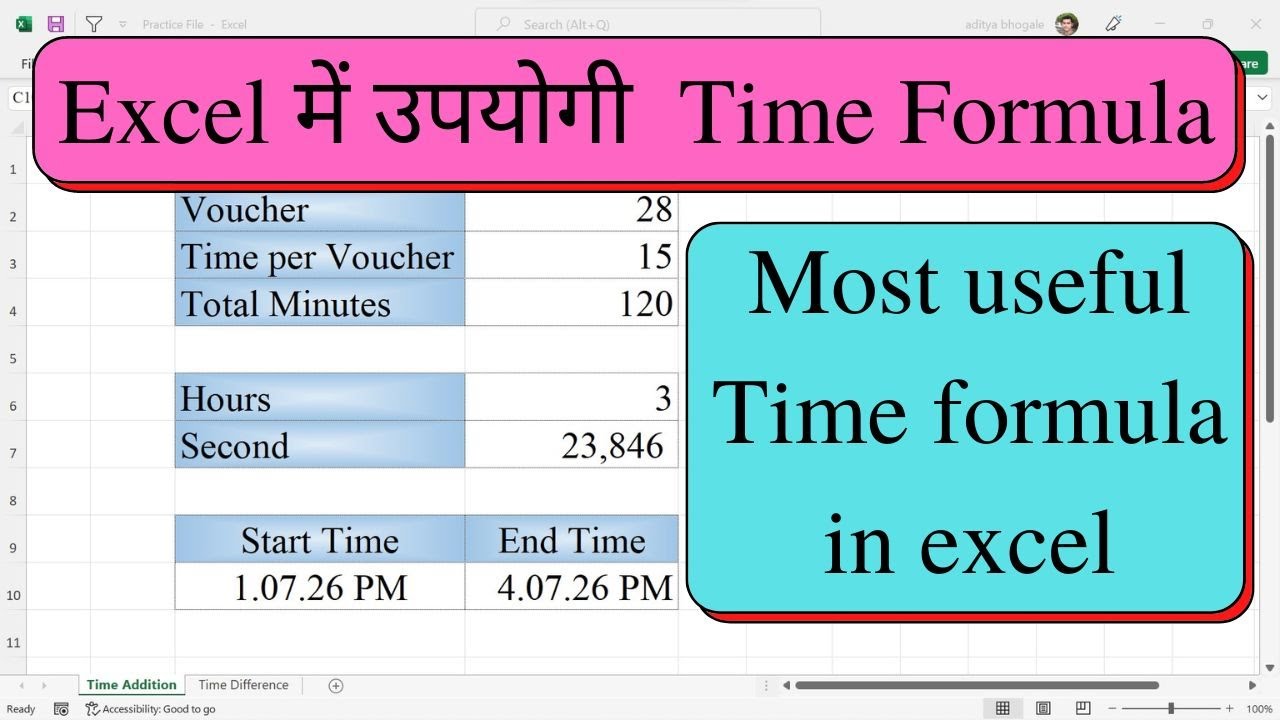 Excel Most Useful Time Formula In Excel For Daily Use YouTube Excel Most Useful Time Formula In Excel For Daily Use YouTube