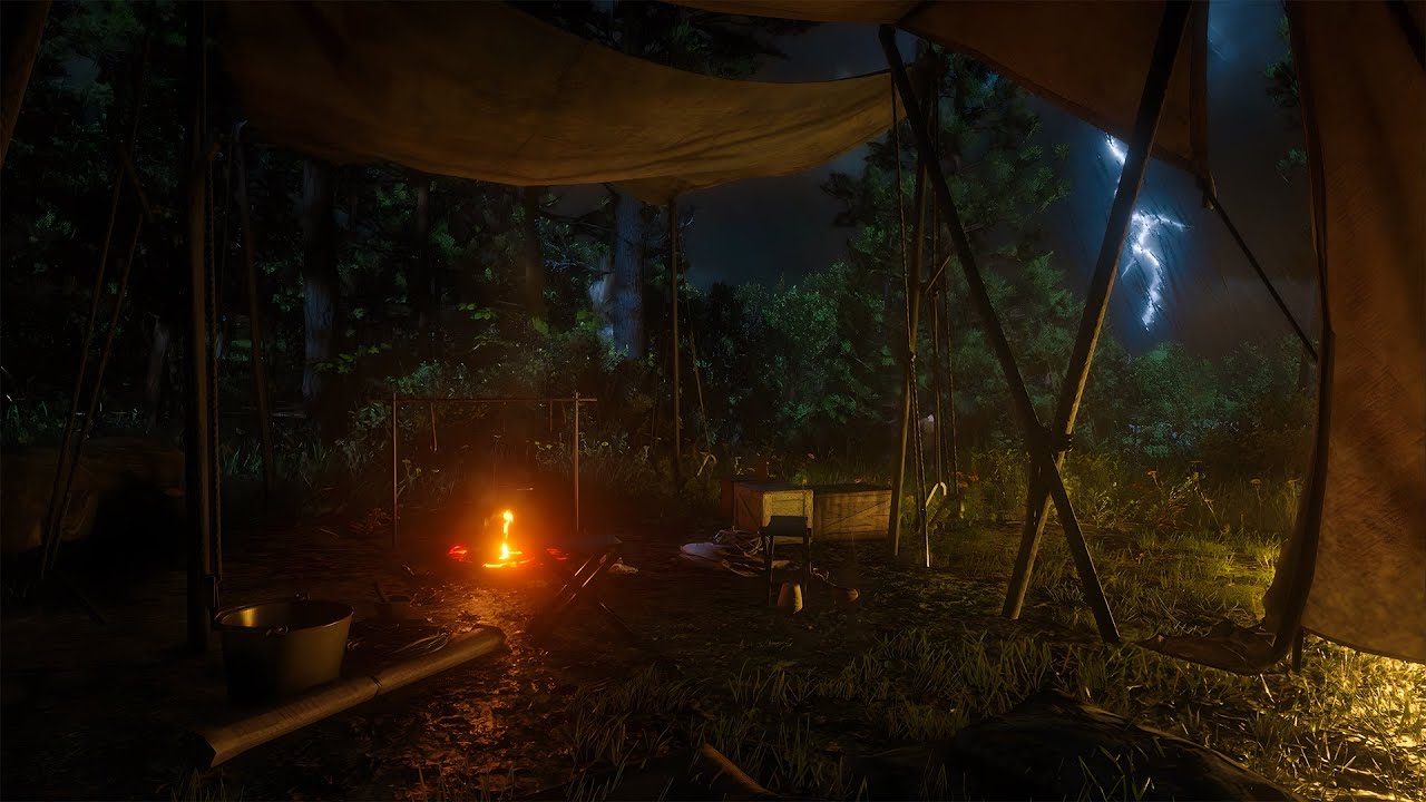 Camping Alone in the Woods Amidst a Thunderstorm | RDR2 ASMR - YouTube