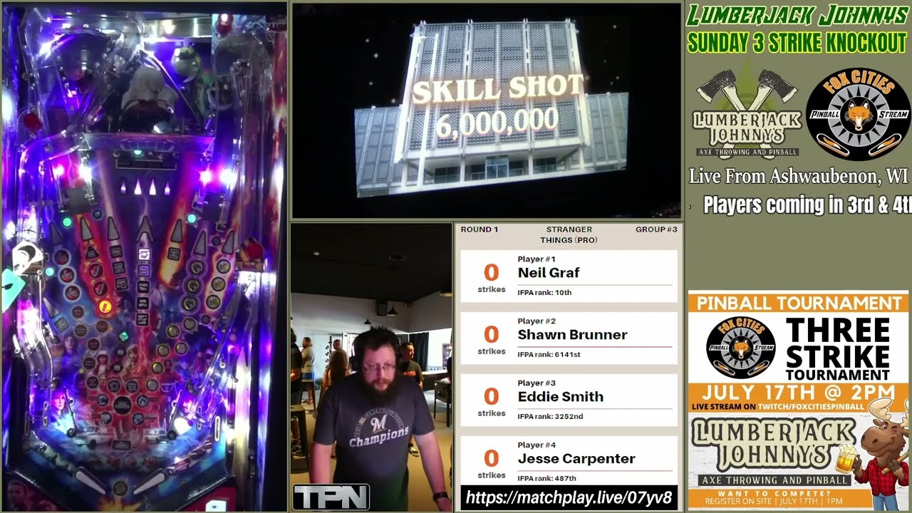3 Strike Knockout Pinball Tournament at Lumberjack Johnnys - YouTube