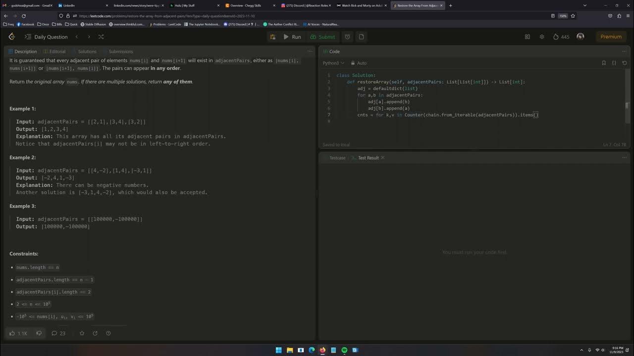 Leetcode 1743 Restore the Array From Adjacent Pairs - YouTube