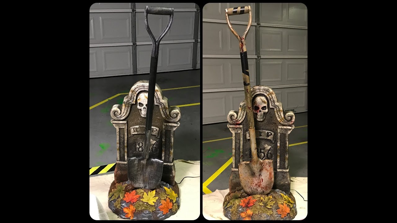 Haunted Shovel & Tombstone Makeover Spirit Halloween 2017 Animatronic ...