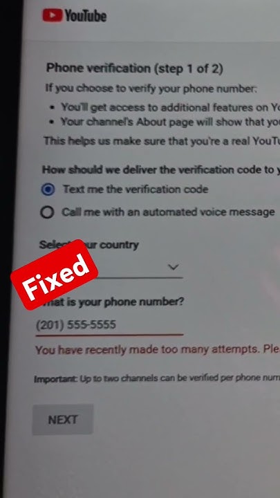 YouTube Channel Verify Phone Number Problem FIX - YouTube