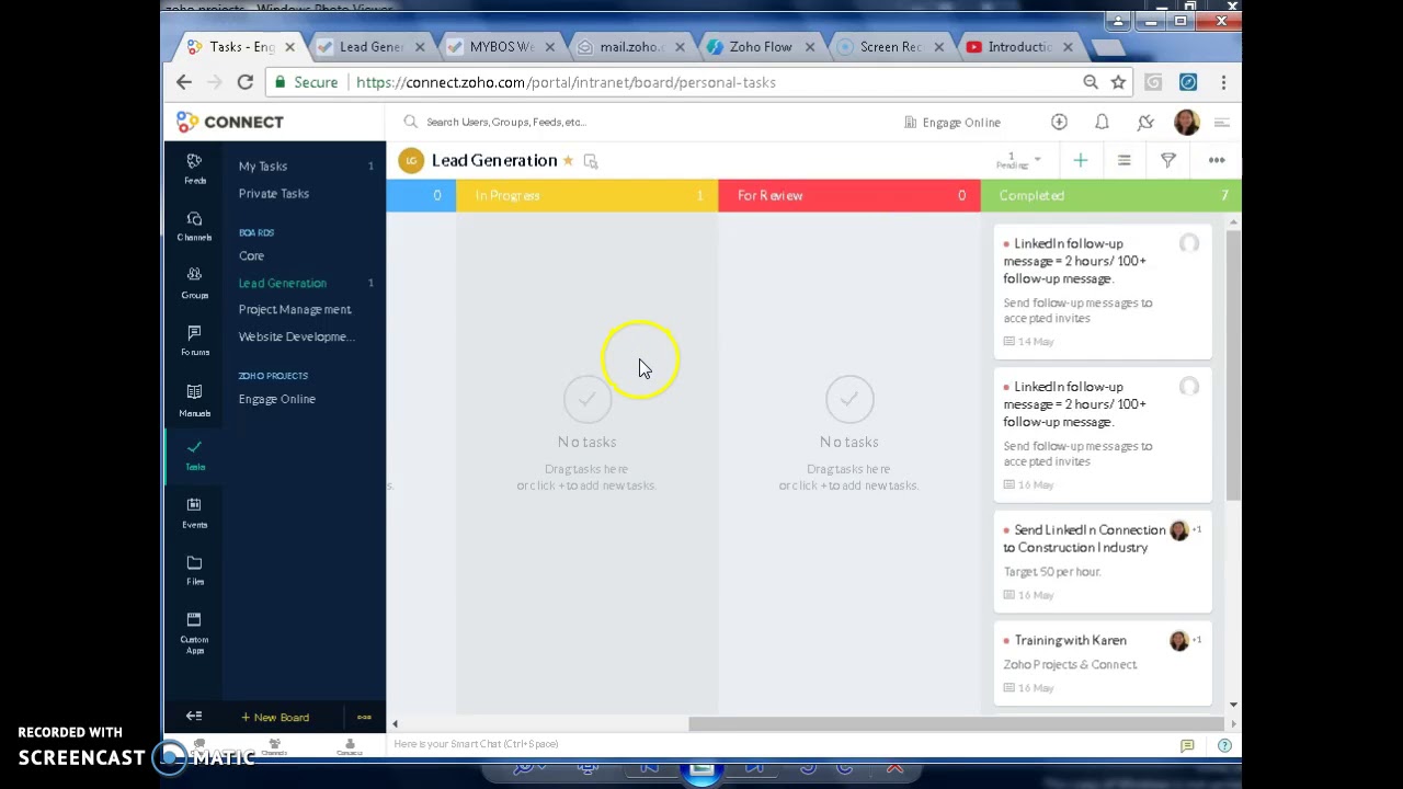 Zoho Connect Completed Tasks to Gantt Charts - YouTube
