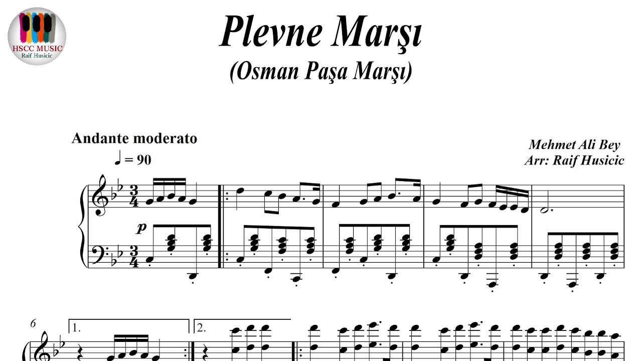 Plevne Marşı, Osman Paşa Marşı, Piyano notası, piyano eğitimi, piyano ...