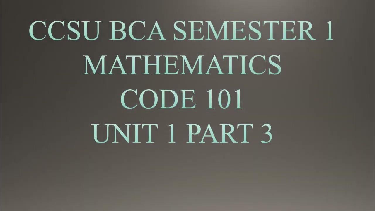 CCSU BCA SEM 1| MATHEMATICS 101| UNIT 1 PART 3RANK OF MATRIX EIGEN VALUE & VECTOR - YouTube