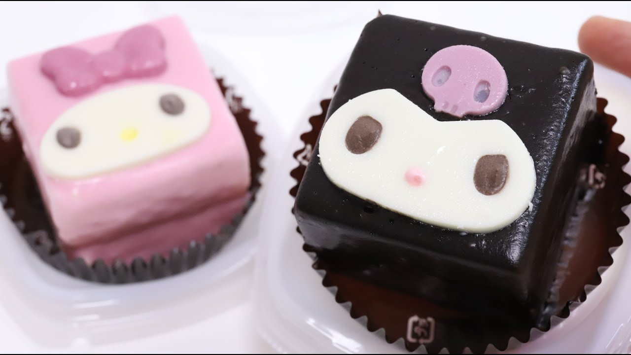 Kuromi and My Melody Cube Cake 7 Eleven Sweets - YouTube