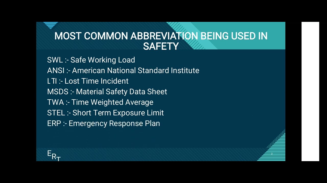 Most Common Abbreviations being used while preparing Safety Plan - YouTube