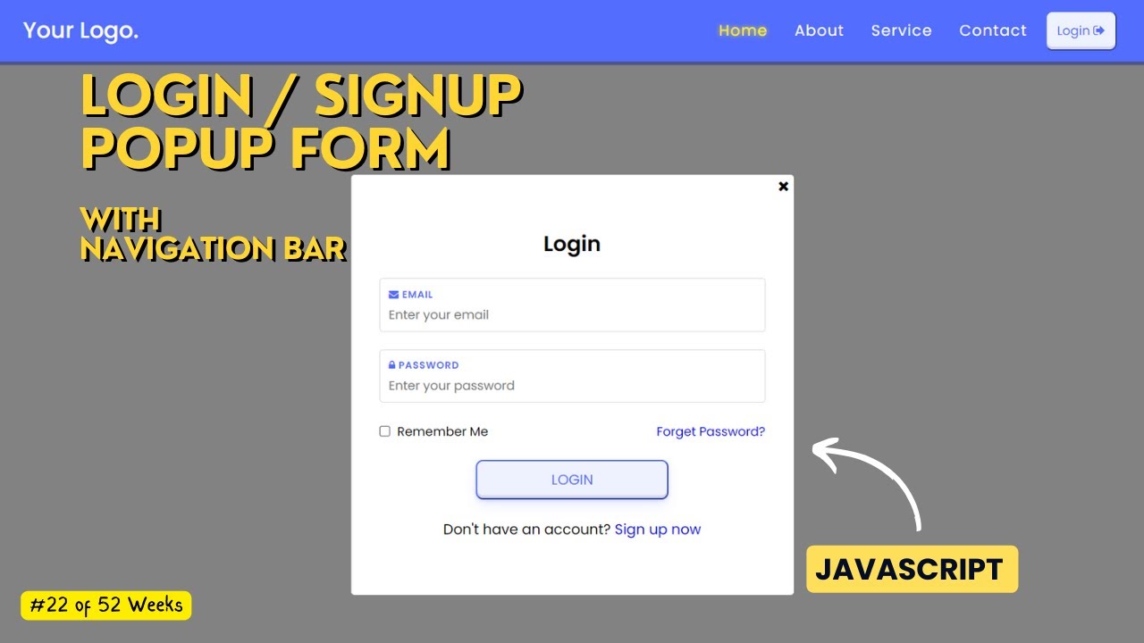 How to Make a Website that has Navigation Bar With Popup Login and ...