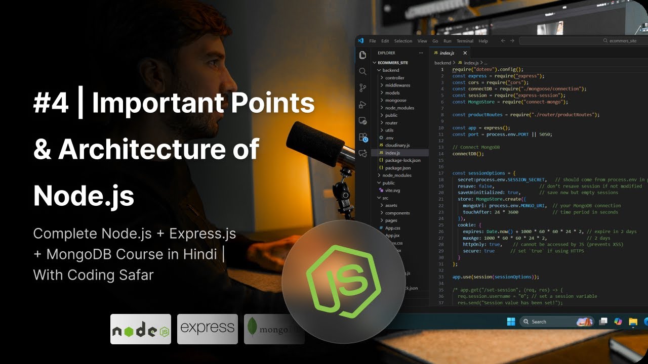 NodeJS Tutorial in Hindi #4 | Important Points & Architecture of Node ...