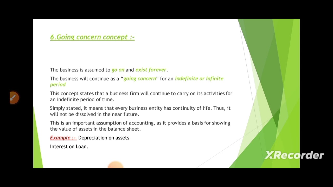 Going concern concept under GAAP||Accounting principles||GAAP concept ...