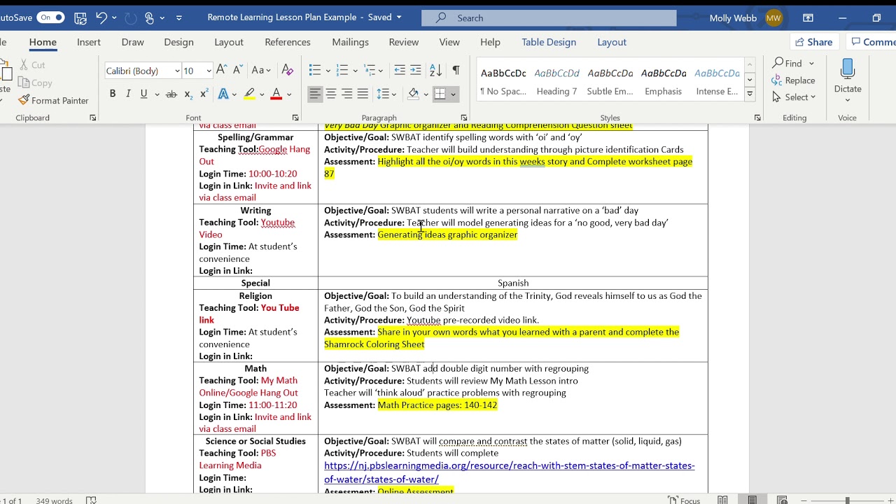 Remote Learning Example of Student Schedule - YouTube