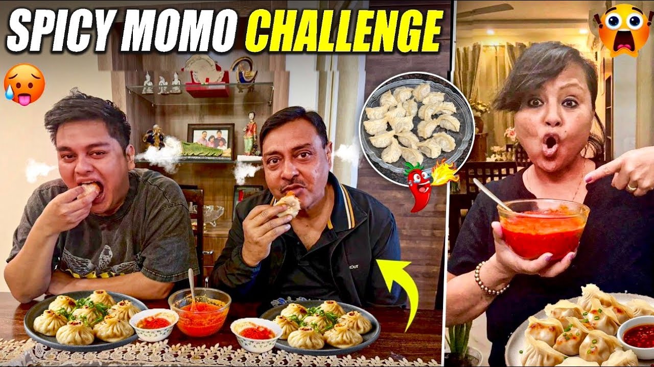 Puru aur Papa ne kiya Spicy Momo Challenge 😅🌶🥟\ Challenge Vlog \ Bela ...