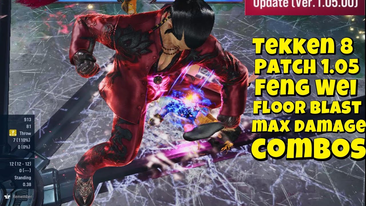 Tekken 8 Patch 1.05 Feng Wei Floor Blast max damage combos!!! - YouTube
