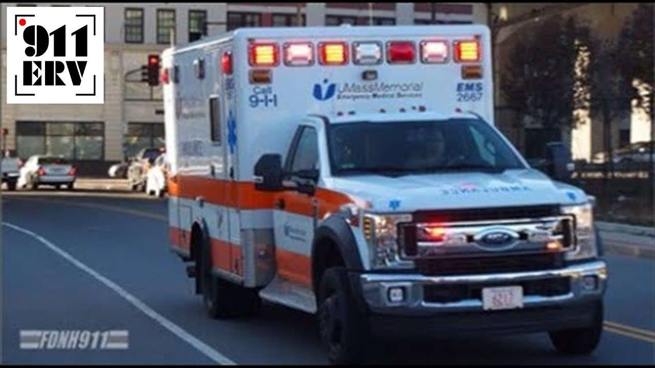 Worcester EMS UMass Memorial Ambulance Responding x2 - YouTube