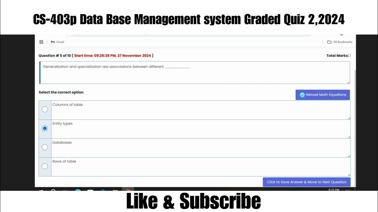 CS-403p Data Base Management System Graded Quiz NO,2 2024 with 100% correct and verified answers ...