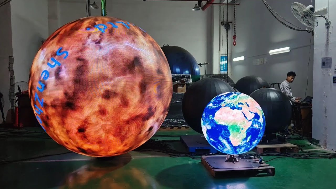 Apexls LED sphere display with diameter of 1m and 2.5m - YouTube