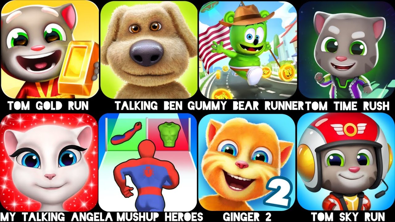Talking Tom Gold Run,Tom Sky Run,Mashup Heroes,Gummy Bear Runner,Tom ...