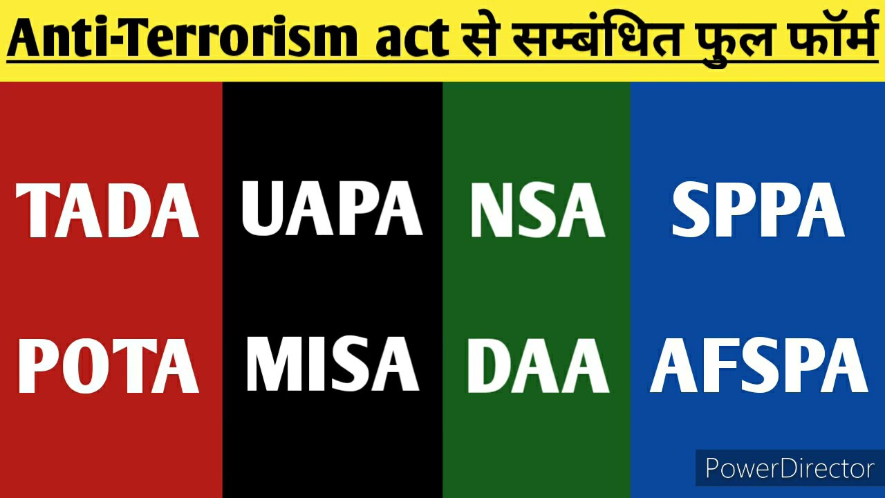 Anti-Terrorism Act related full forms | Full form of | TADA | POTA ...